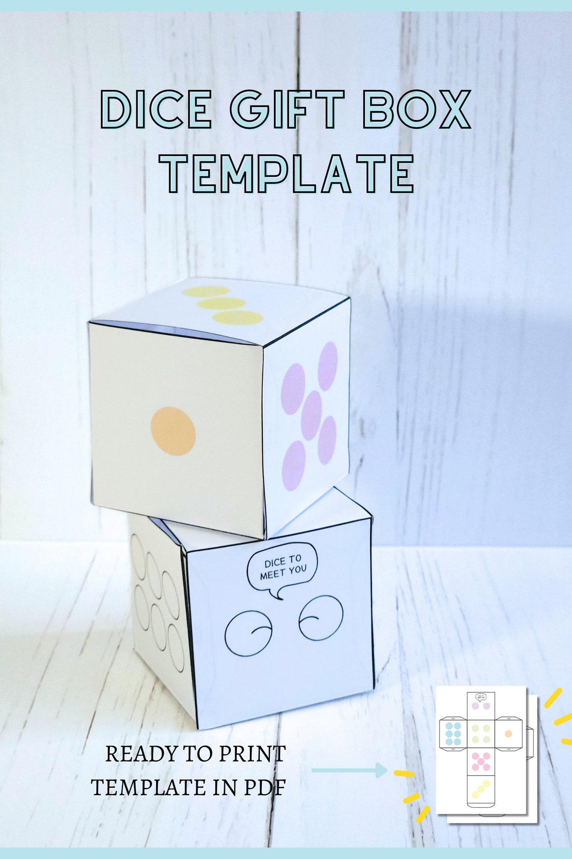 DIY Dice Printable Gift Box Template Kids Coloring Box Template Party ...