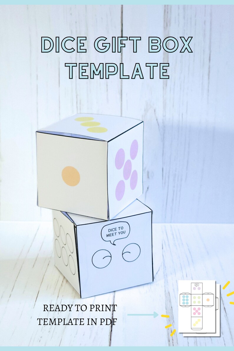DIY Dice Printable Gift Box Template Kids Coloring Box Template Party ...