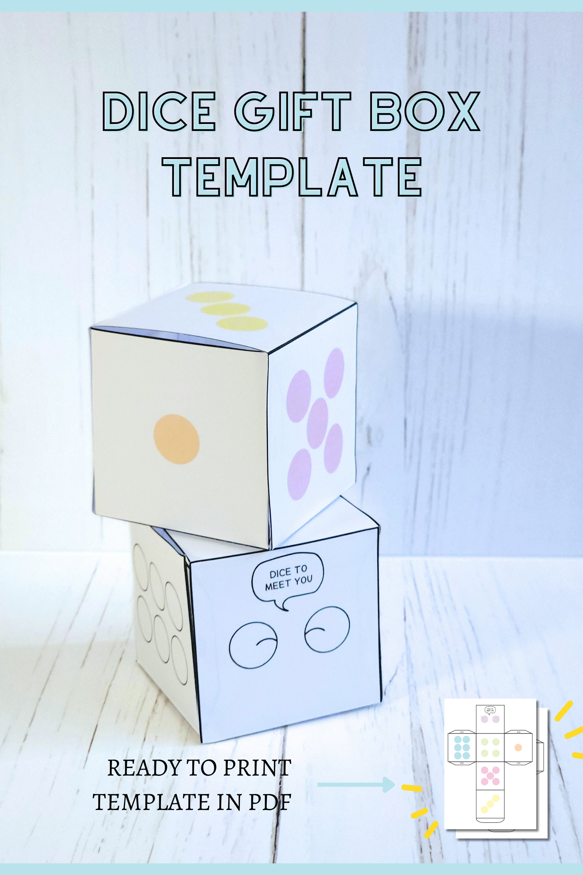 DIY Dice Printable Gift Box Template Kids Coloring Box Template Party ...