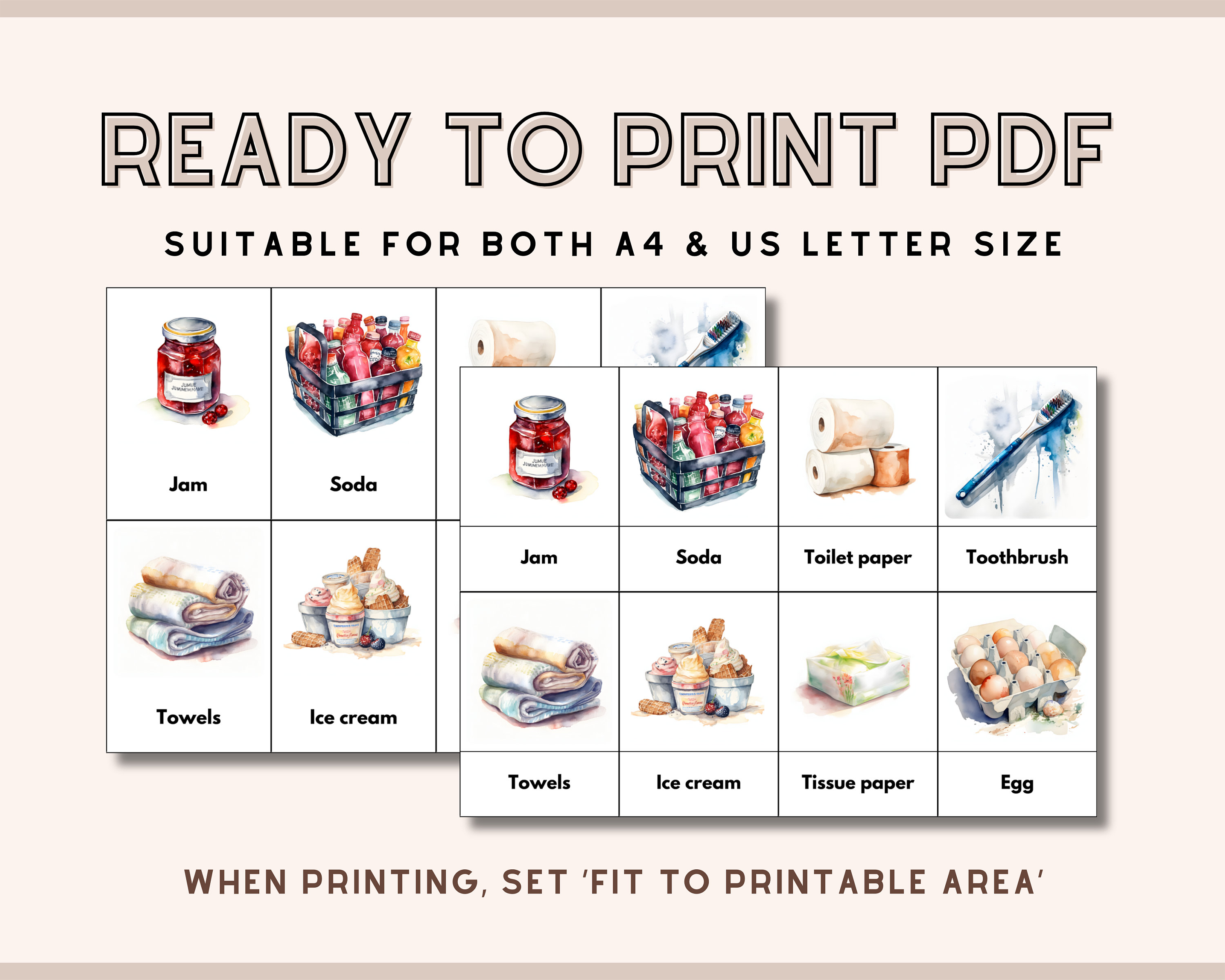 Grocery Shopping Cards Supermarket Flashcard for Preschoolers ...