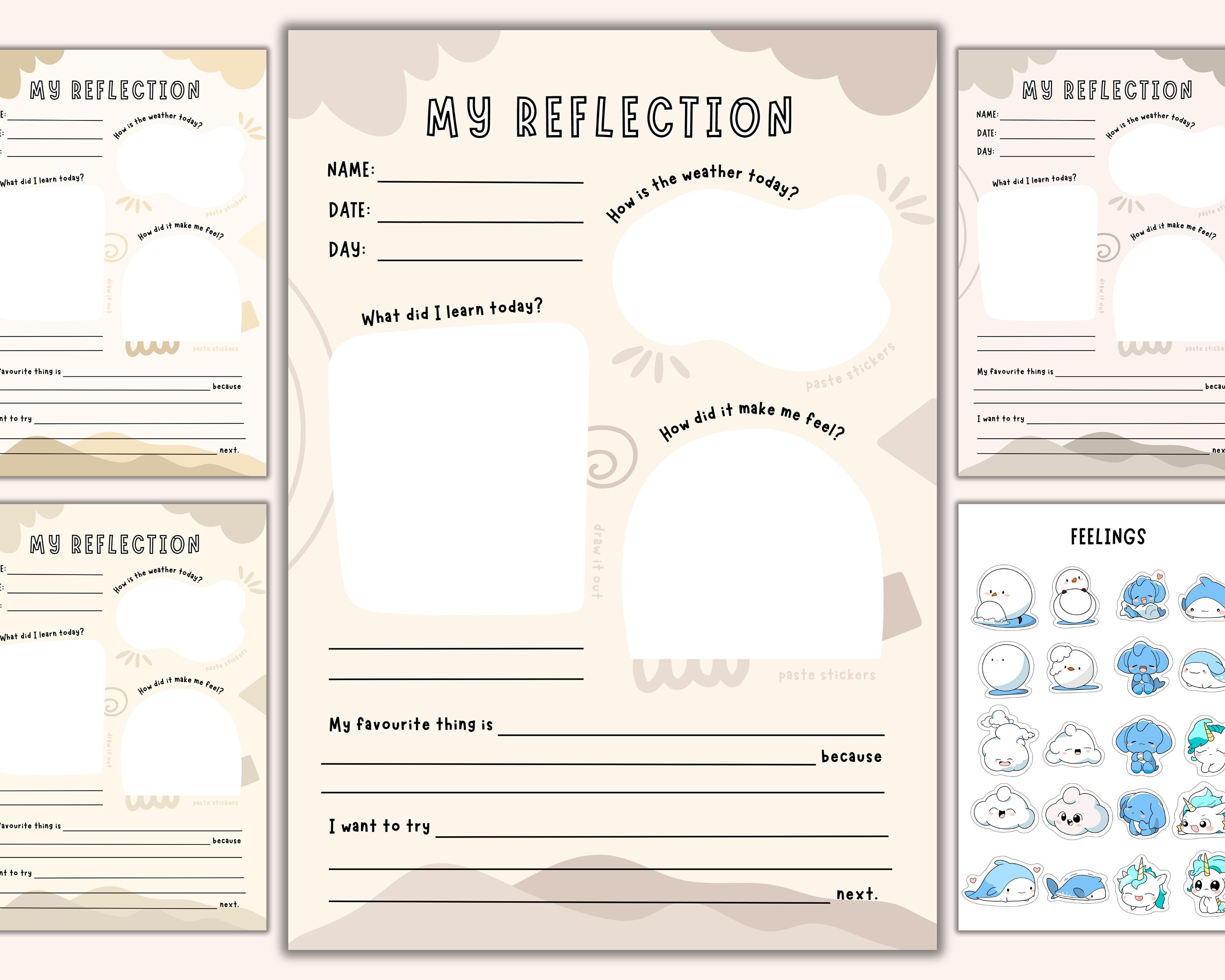 Kids Reflection Journal Pages for Kids Gratitude Printable Daily ...