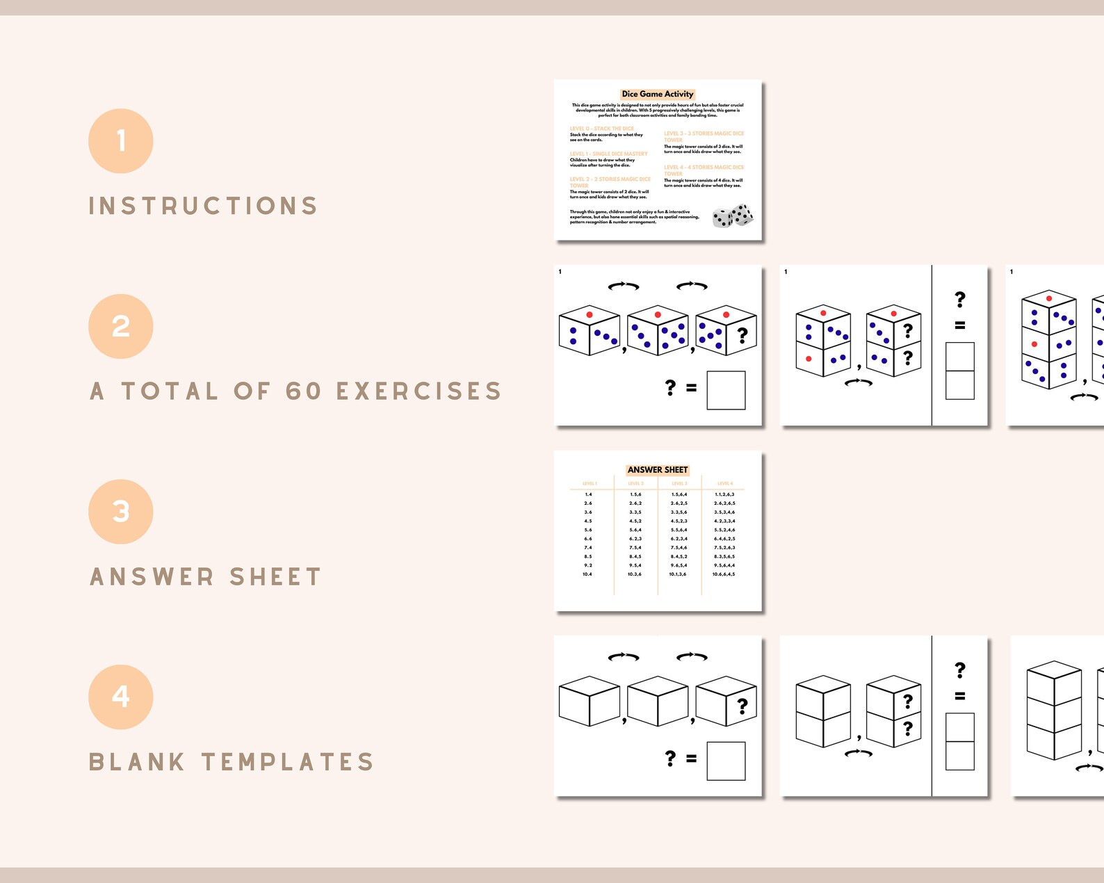 Dice Game Printable Math Game for Kids Math Class Activity Spatial ...