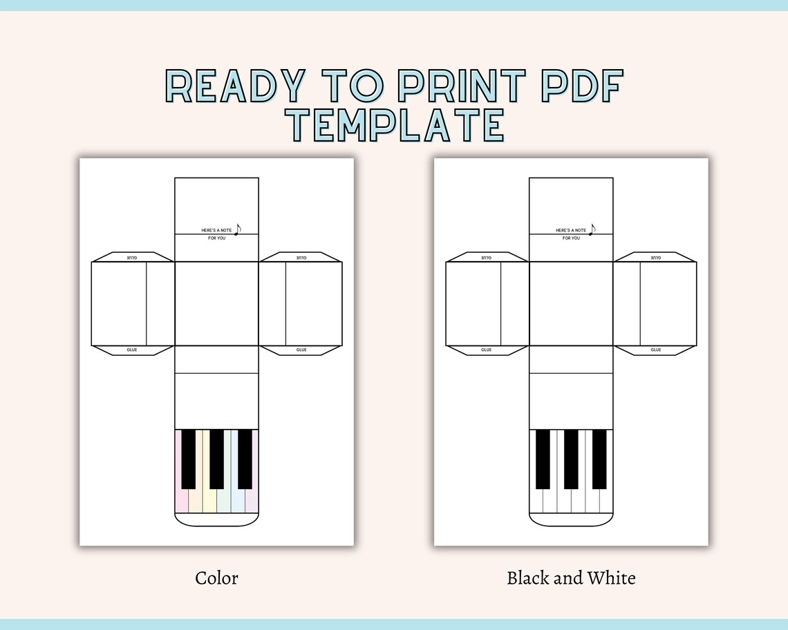 Piano Student Gift Music Teacher Gift Box Template for Kids Music Class ...