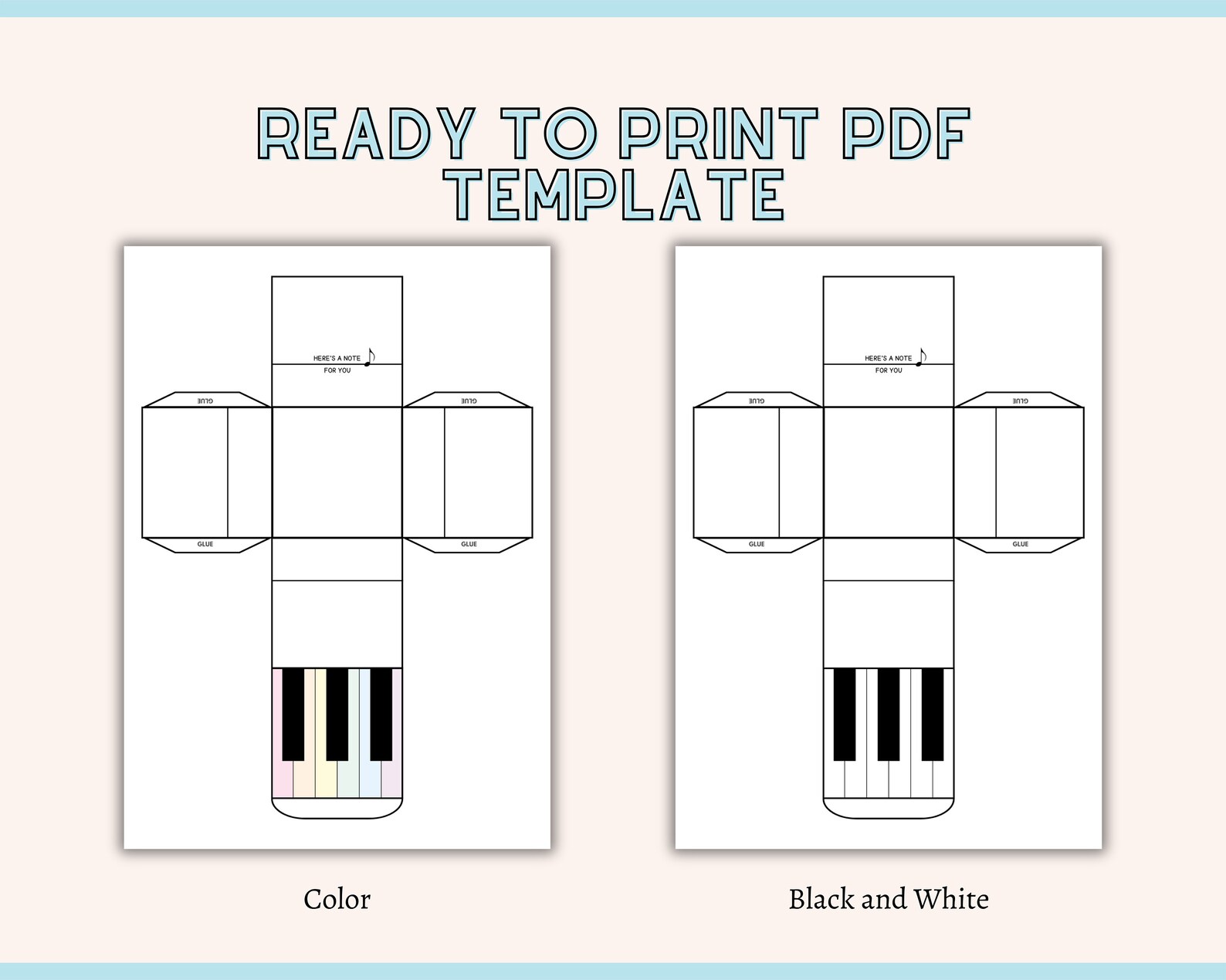 Piano Student Gift Music Teacher Gift Box Template for Kids Music Class ...