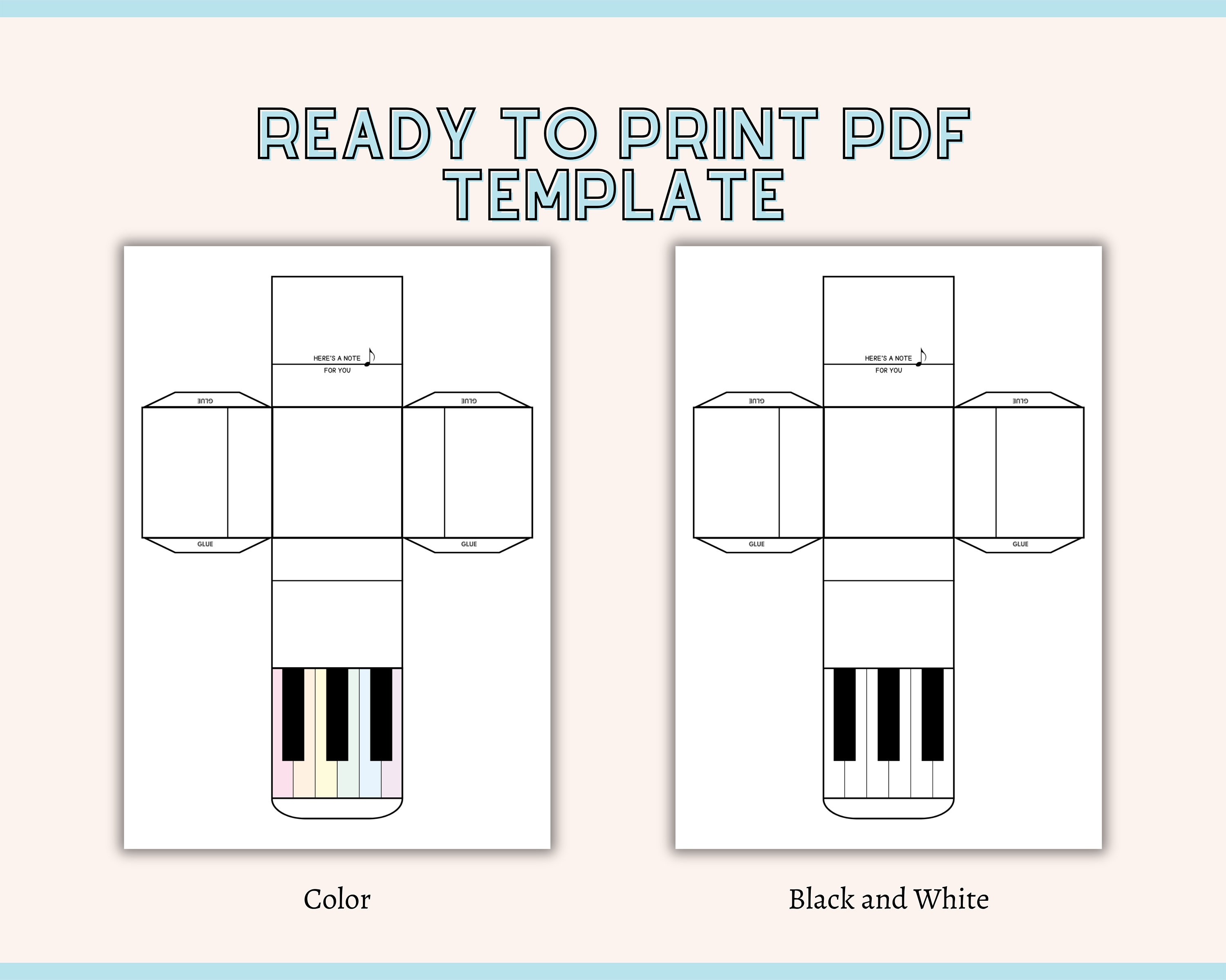 Piano Student Gift Music Teacher Gift Box Template for Kids Music Class ...