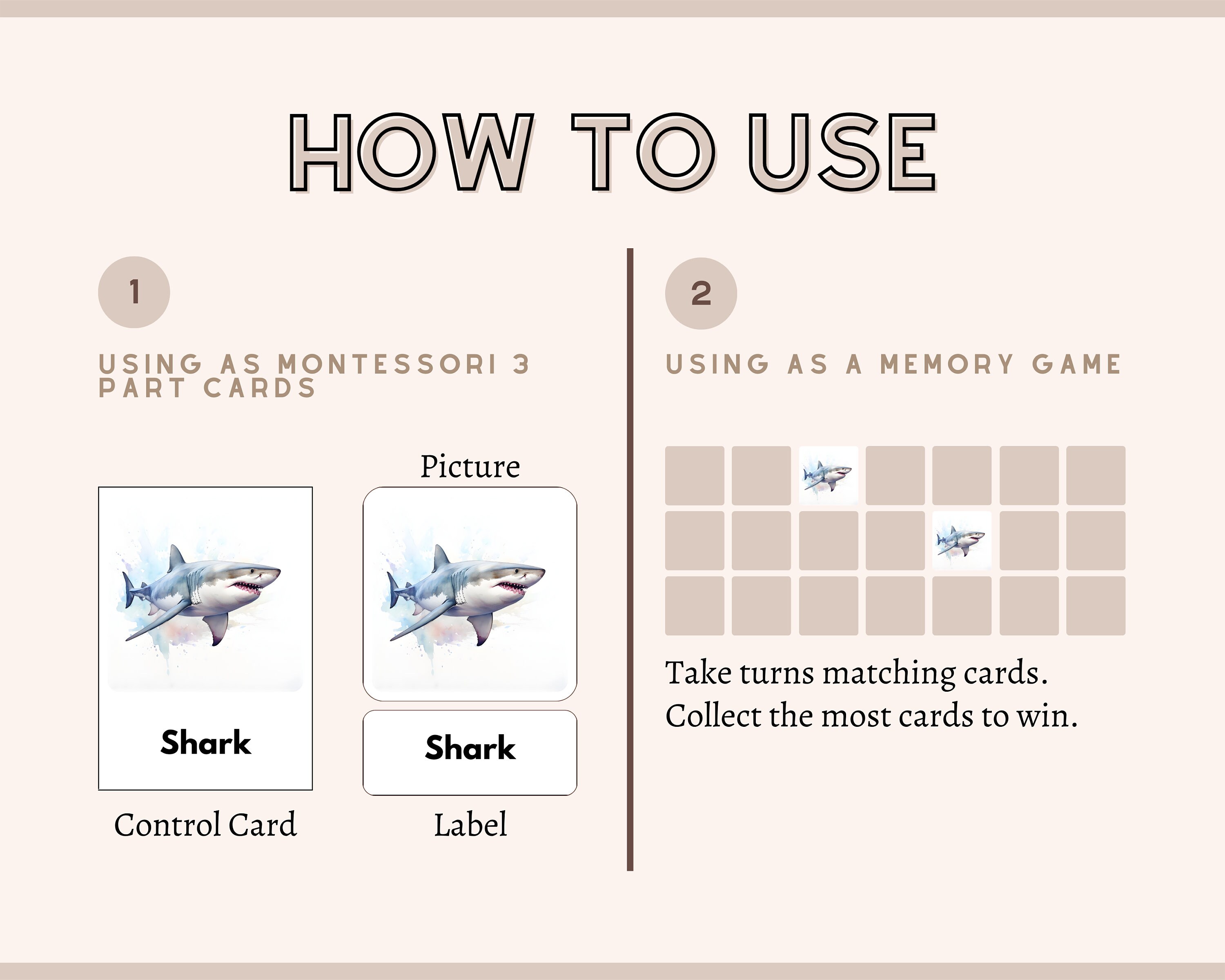 Flashcard Set Sea Animals Digital Download Cards for Kids Learning Sea ...