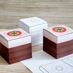 Kids Paper Crafts Printable Foldable Gift Box Template Strawberry Cake ...