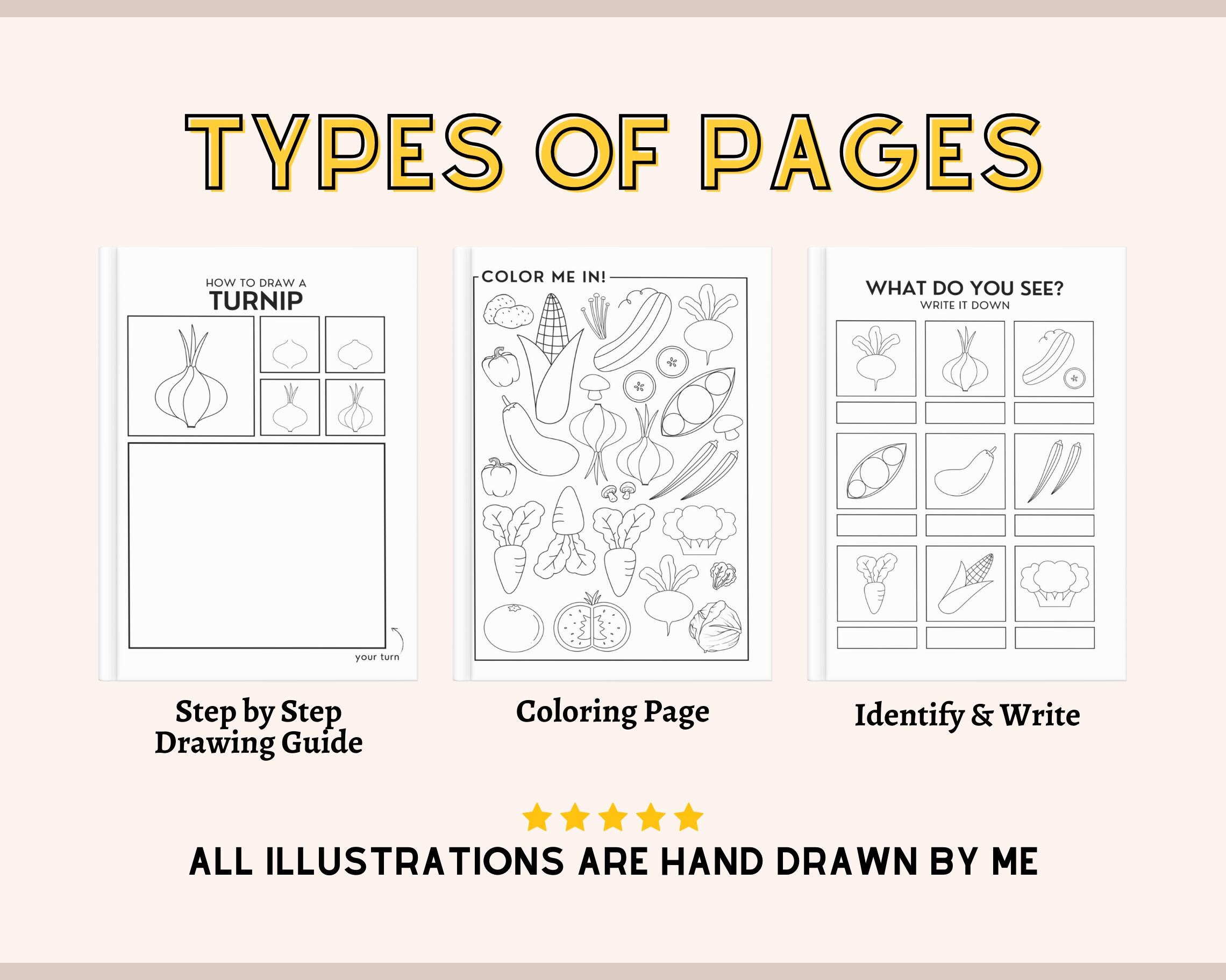 Learn to Draw for Kids About Vegetable Drawing Practice Book How to ...
