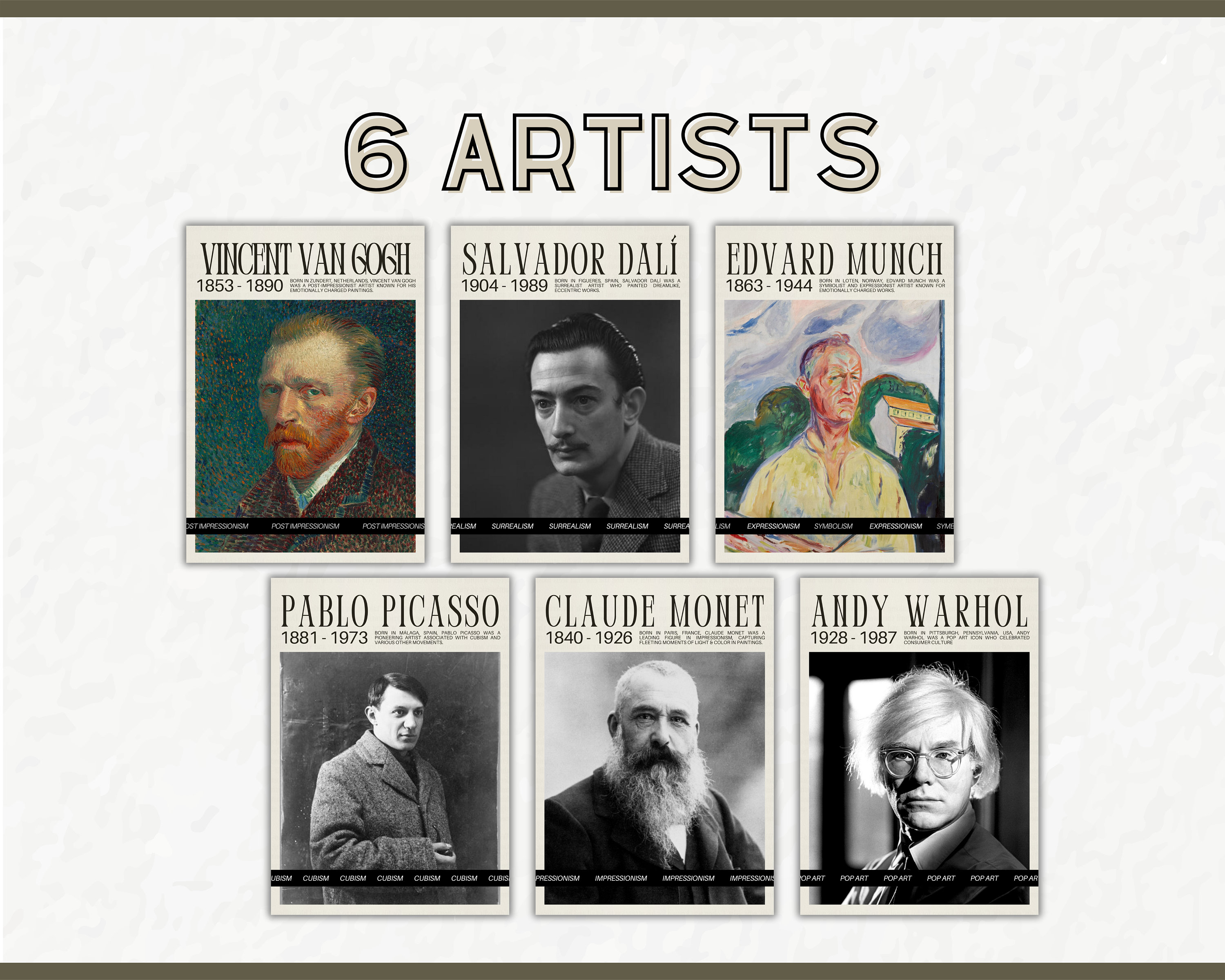 Art Classroom Posters Famous Artists Classroom Visuals Editorial ...