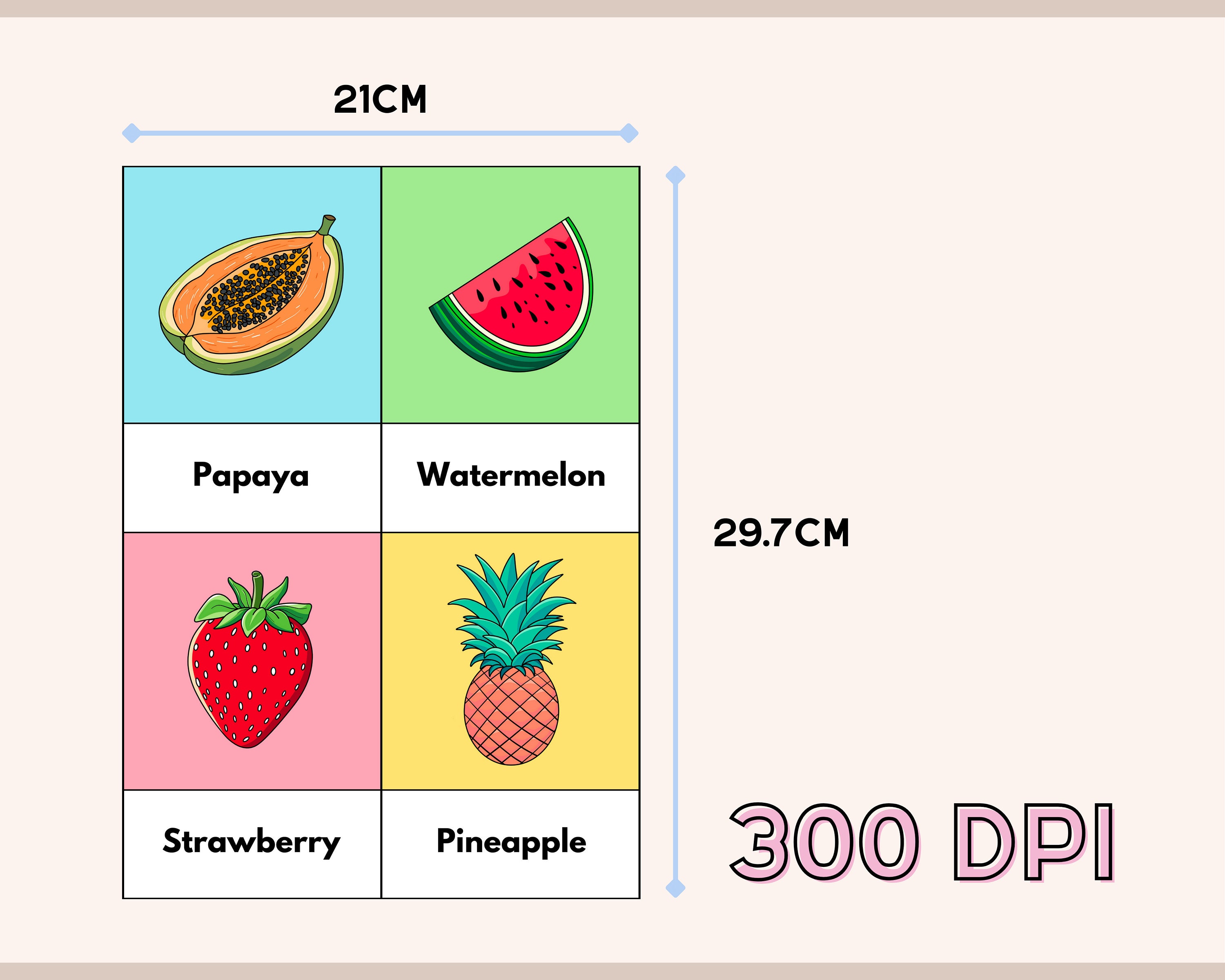 Fruits Flashcards for Kids Coloring Activity Handwriting Practice ...