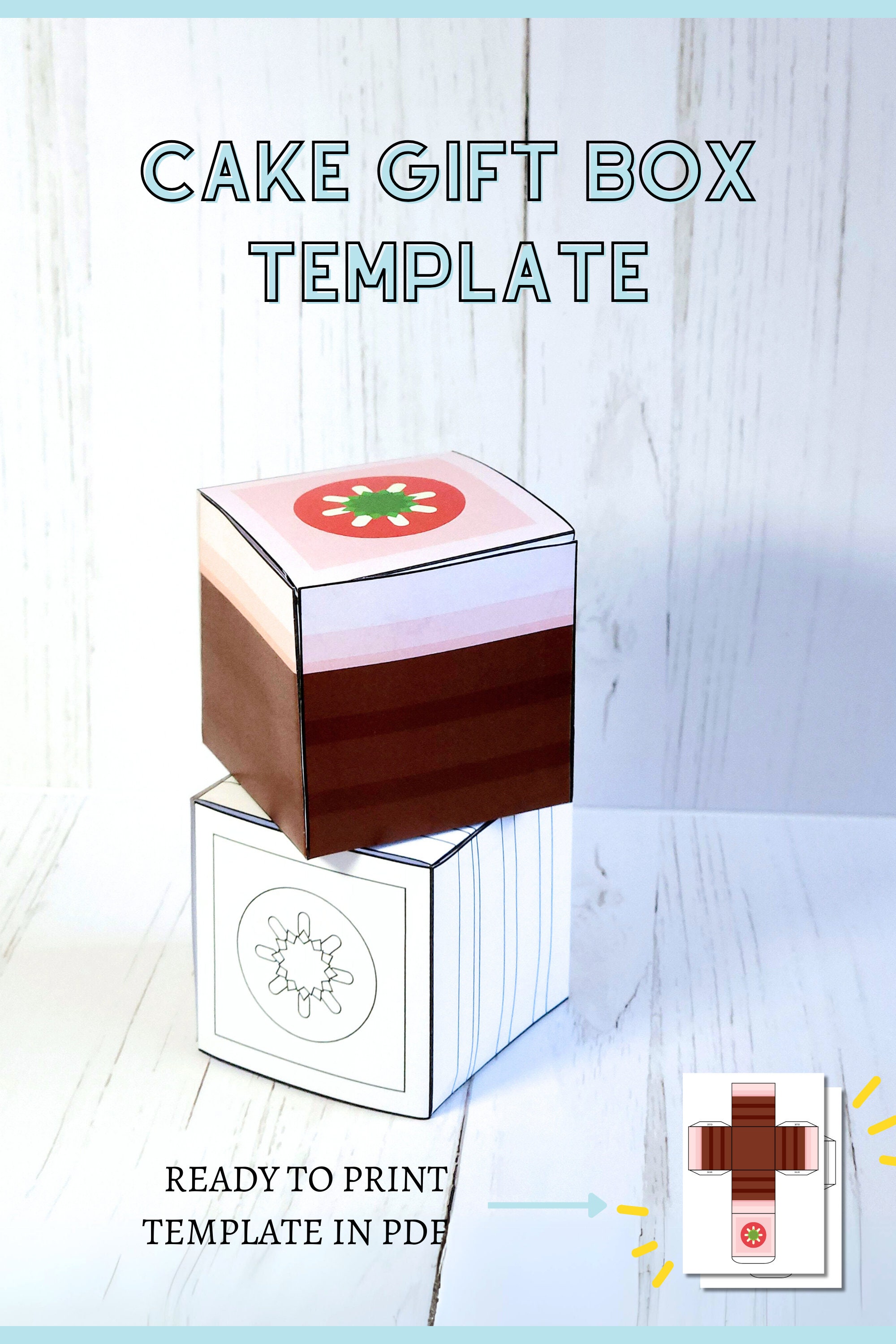 Kids Paper Crafts Printable Foldable Gift Box Template Strawberry Cake ...