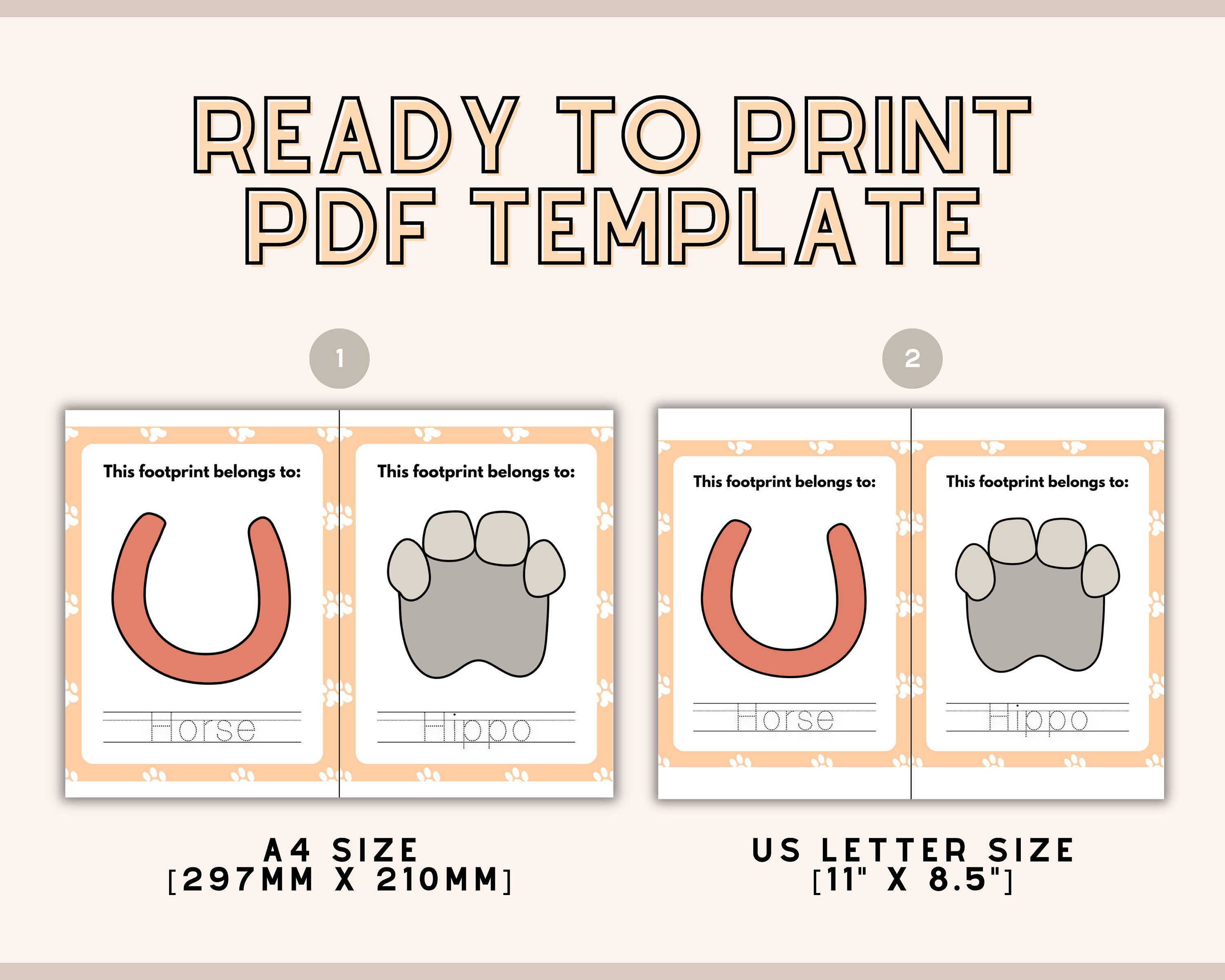 Play Dough Mats Animal Footprints Pre-k Learning Fine Motor Skills ...