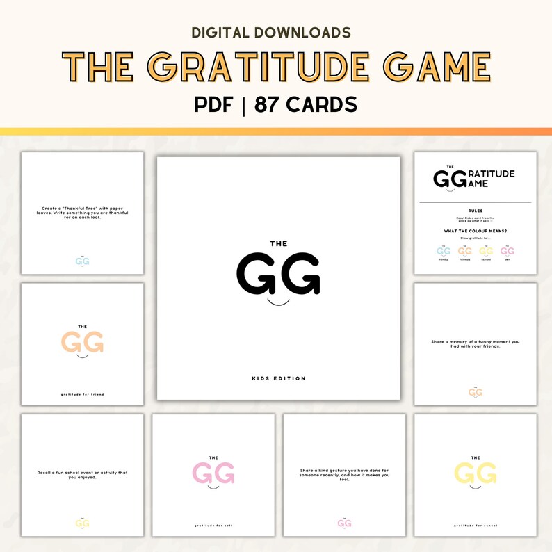 Gratitude Cards for Kids Gratitude Card Game Bonding Kids Activities ...