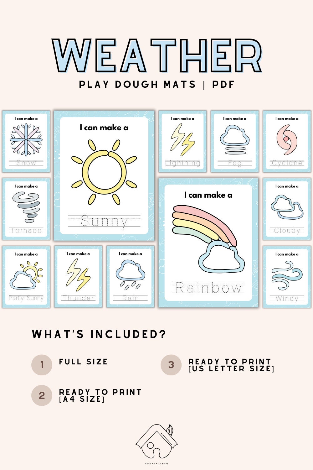 Weather Play Dough Mats Montessori Printable Toddler Activity Fine ...