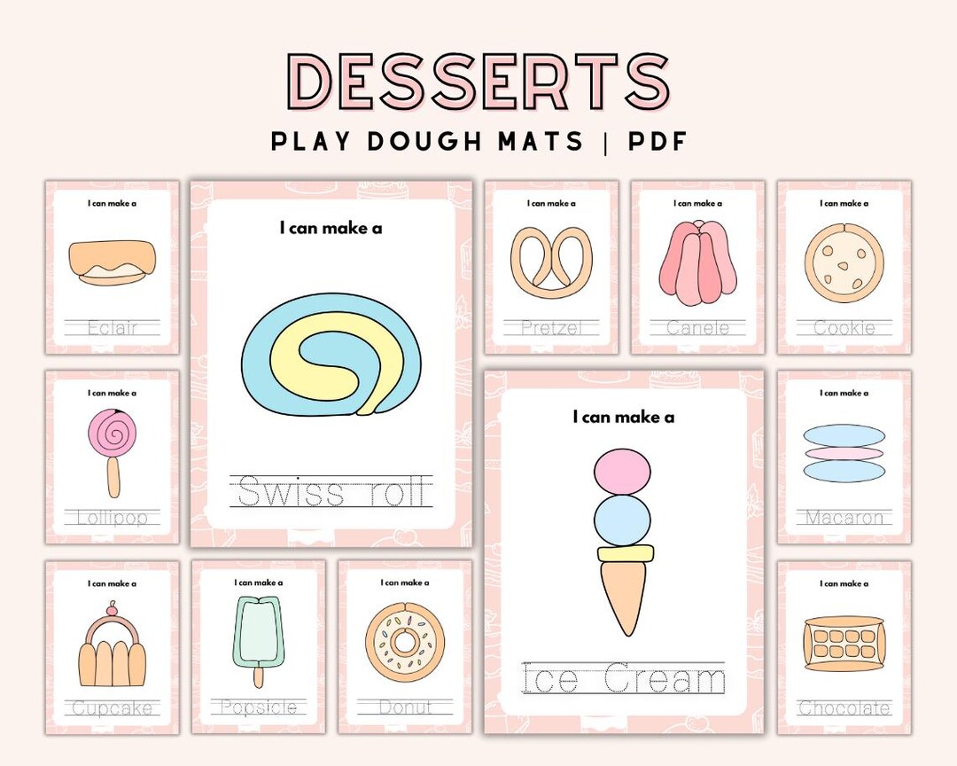 Dessert Play Dough Mats Montessori Printable Toddler Activity Fine ...