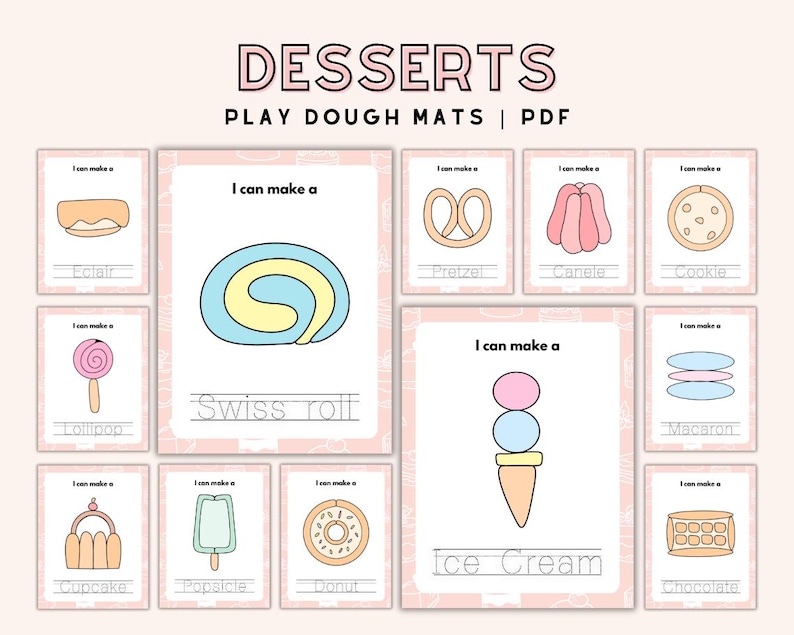 Dessert Play Dough Mats Montessori Printable Toddler Activity Fine ...