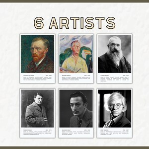Famous Artists Card Set Classroom Visuals Printable Art Teacher ...