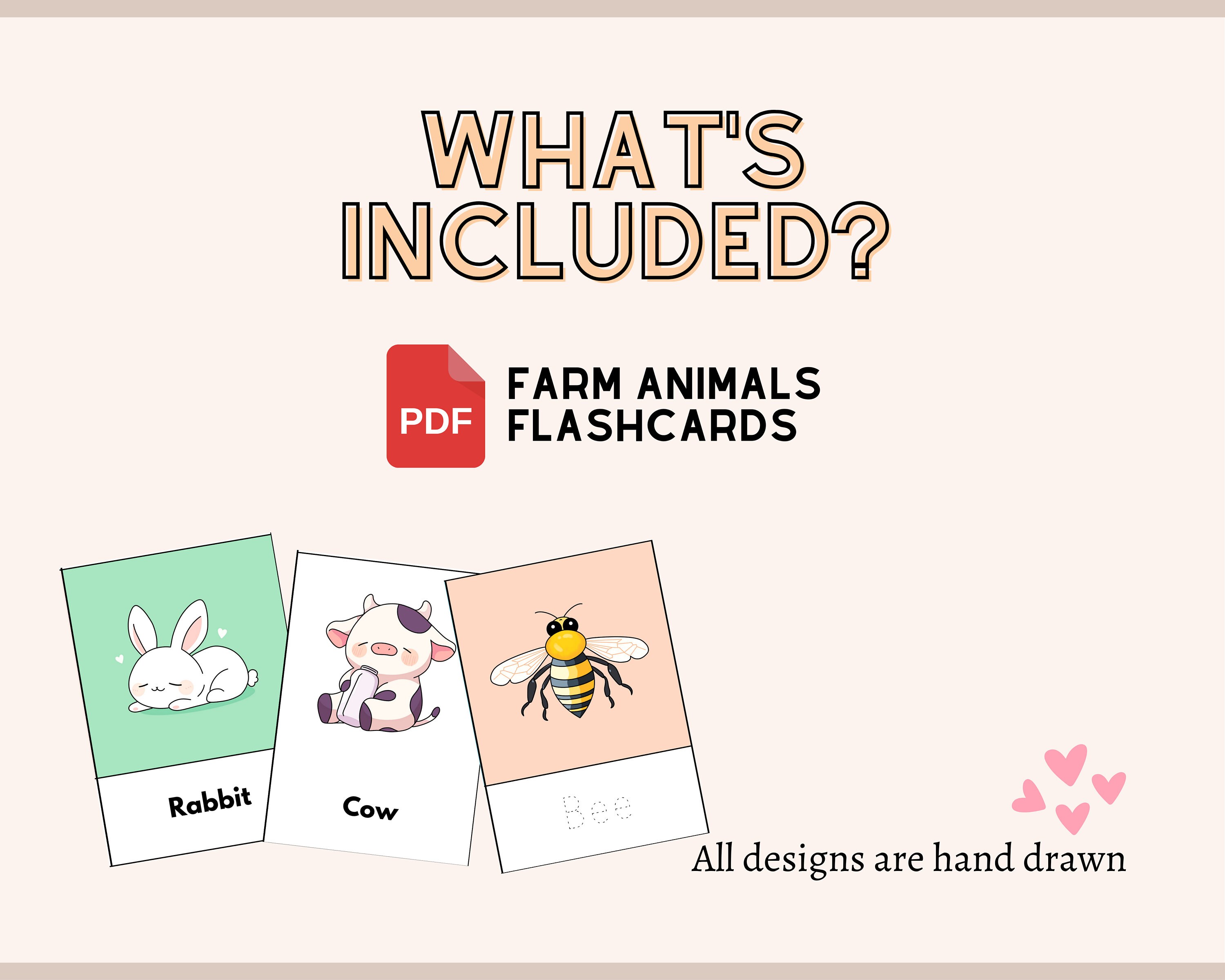 Farm Animals Flash Cards for Kids Learning Printables Education ...