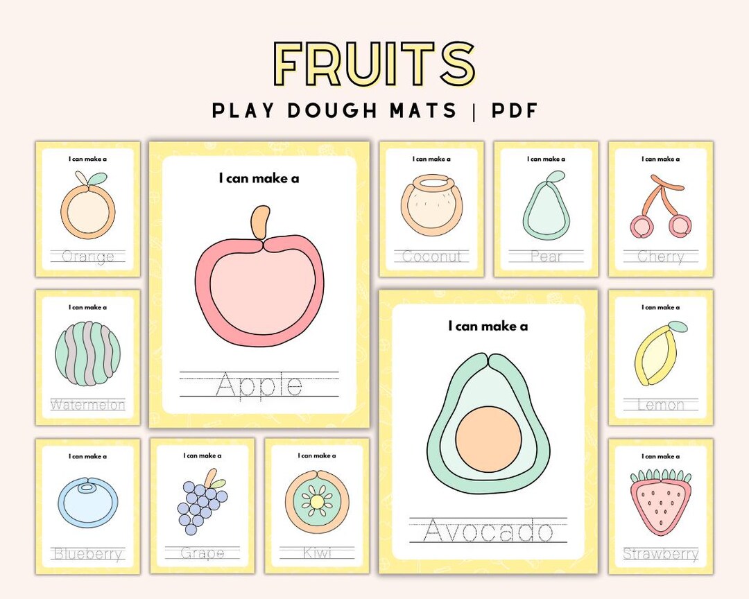 Fruits Play Dough Mats Montessori Printable Toddler Activity Fine Motor ...
