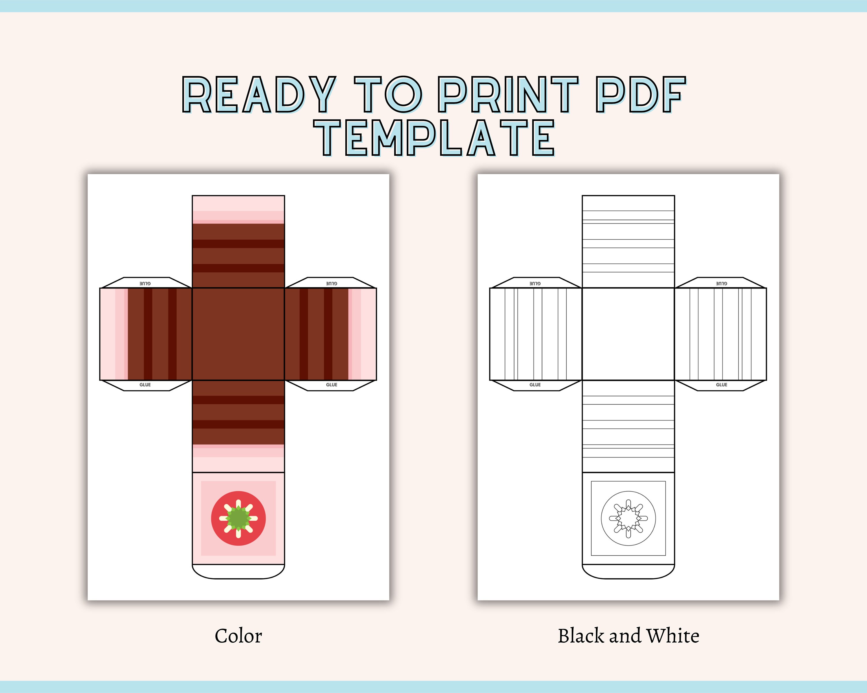 Kids Paper Crafts Printable Foldable Gift Box Template Strawberry Cake ...