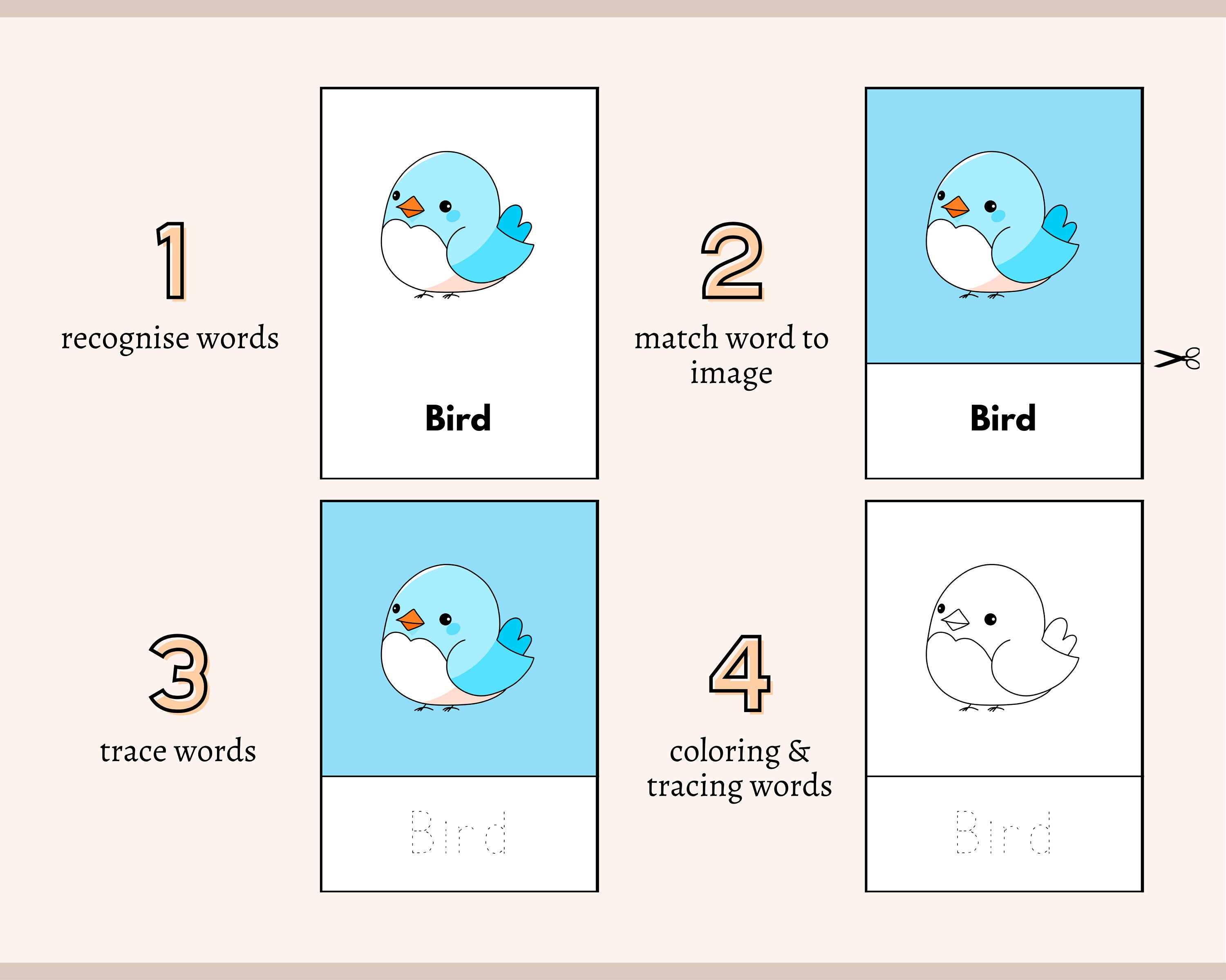 Farm Animals Flash Cards for Kids Learning Printables Education ...