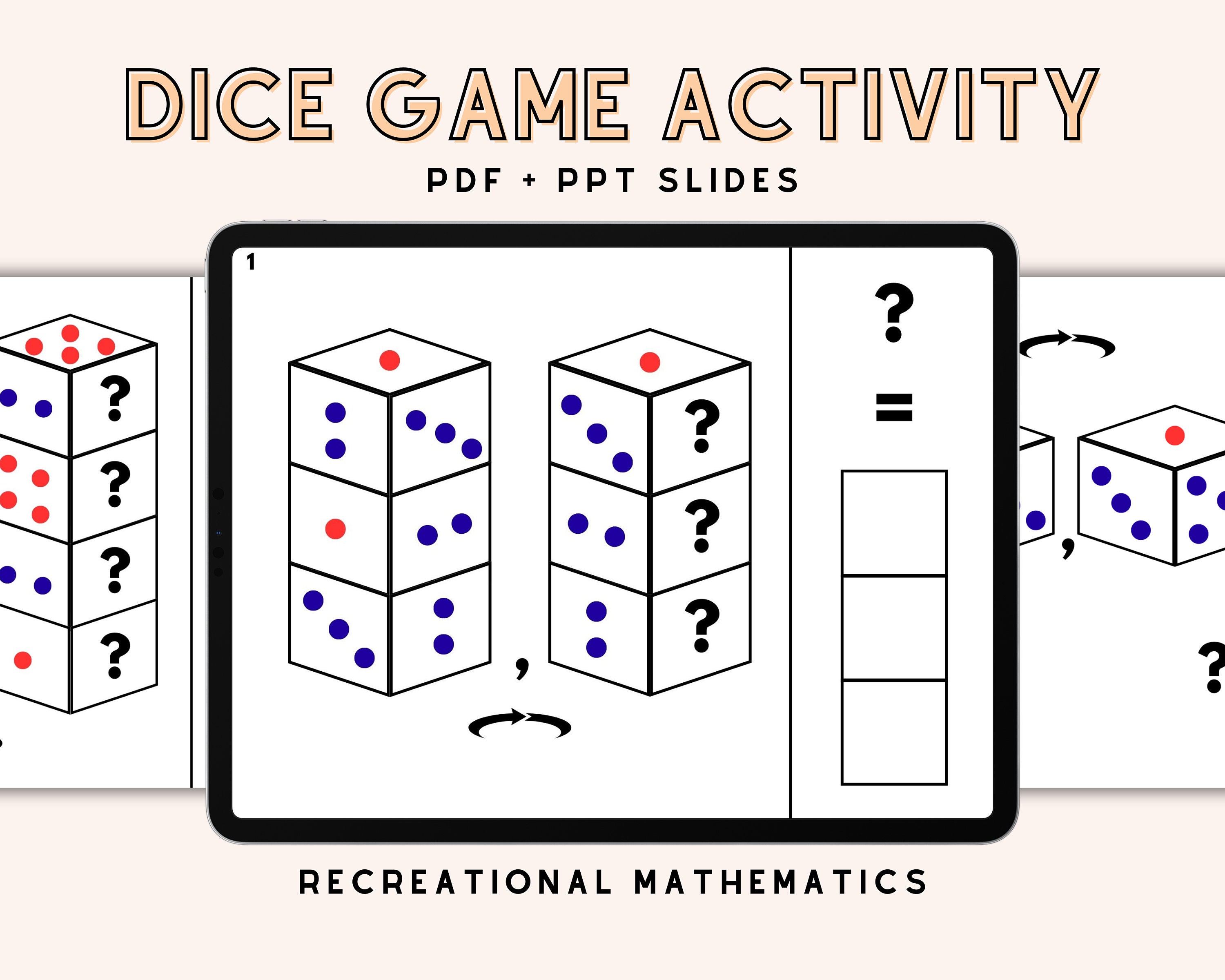 Dice Game Printable Math Game for Kids Math Class Activity Spatial ...
