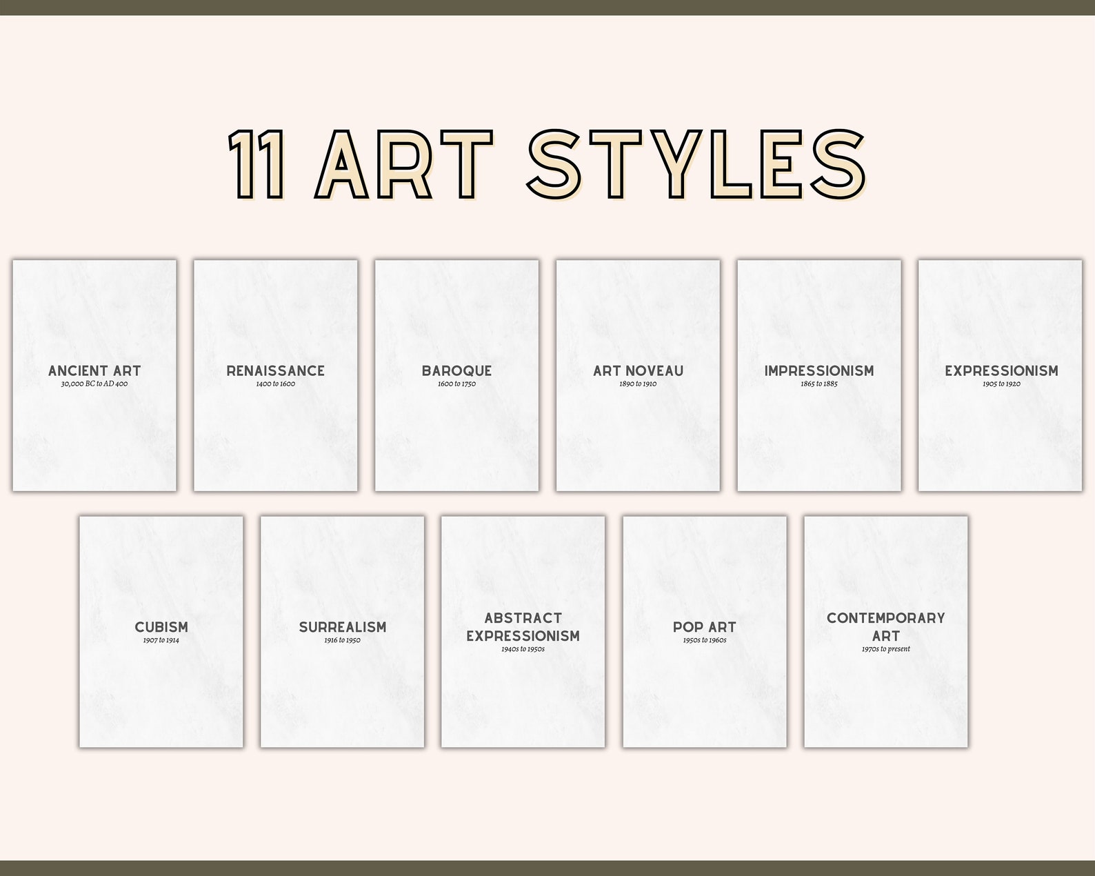 Art History Timeline Card Art Teacher Resource Bulletin Board Printable ...
