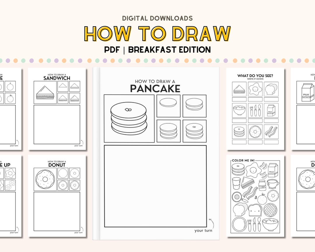 How to Draw Kids Drawing Book Breakfast Themed Step by Step Drawing ...