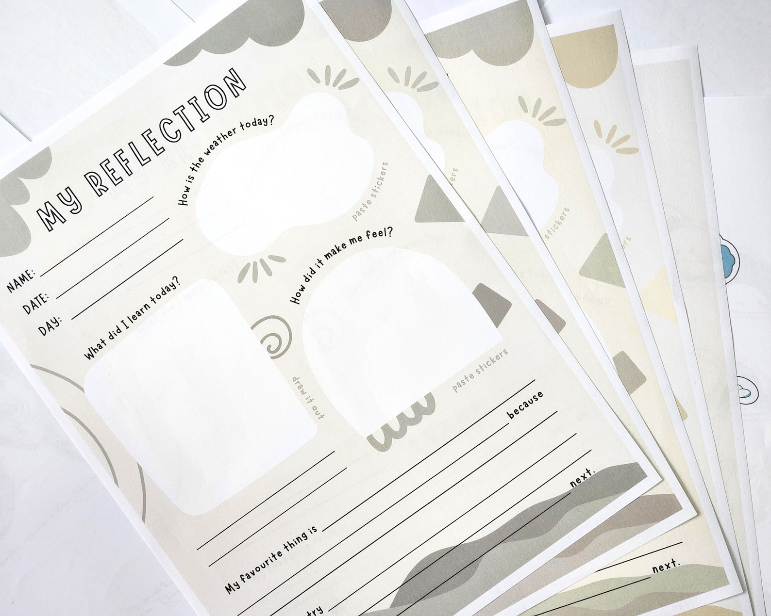 Kids Reflection Journal Pages for Kids Gratitude Printable Daily ...