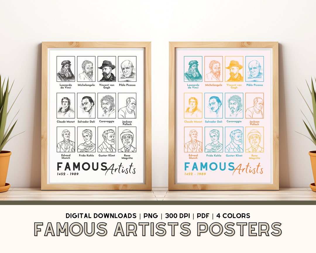Famous Artists Posters Classroom Bulletin Board Printable Posters Class ...