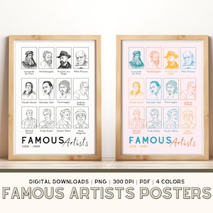 Famous Artists Posters Classroom Bulletin Board Printable Posters Class ...