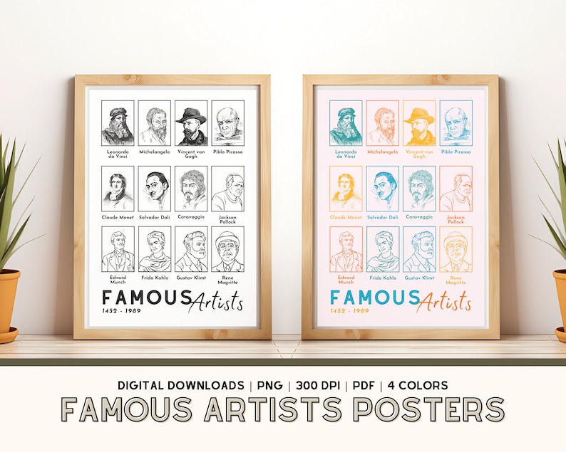 Famous Artists Posters Classroom Bulletin Board Printable Posters Class ...