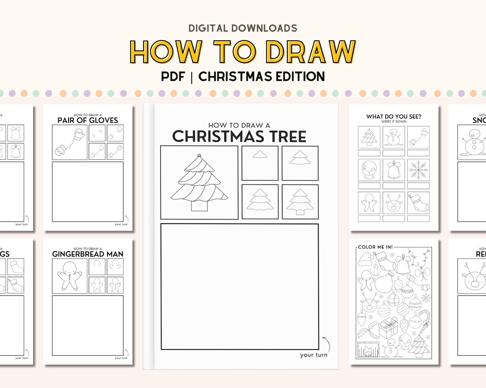 Learn to Draw Christmas Drawing Step by Step Kids How to Draw Doodle ...