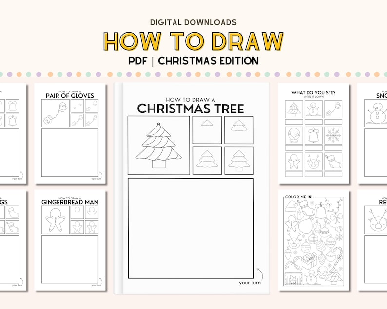 Learn to Draw Christmas Drawing Step by Step Kids How to Draw Doodle ...