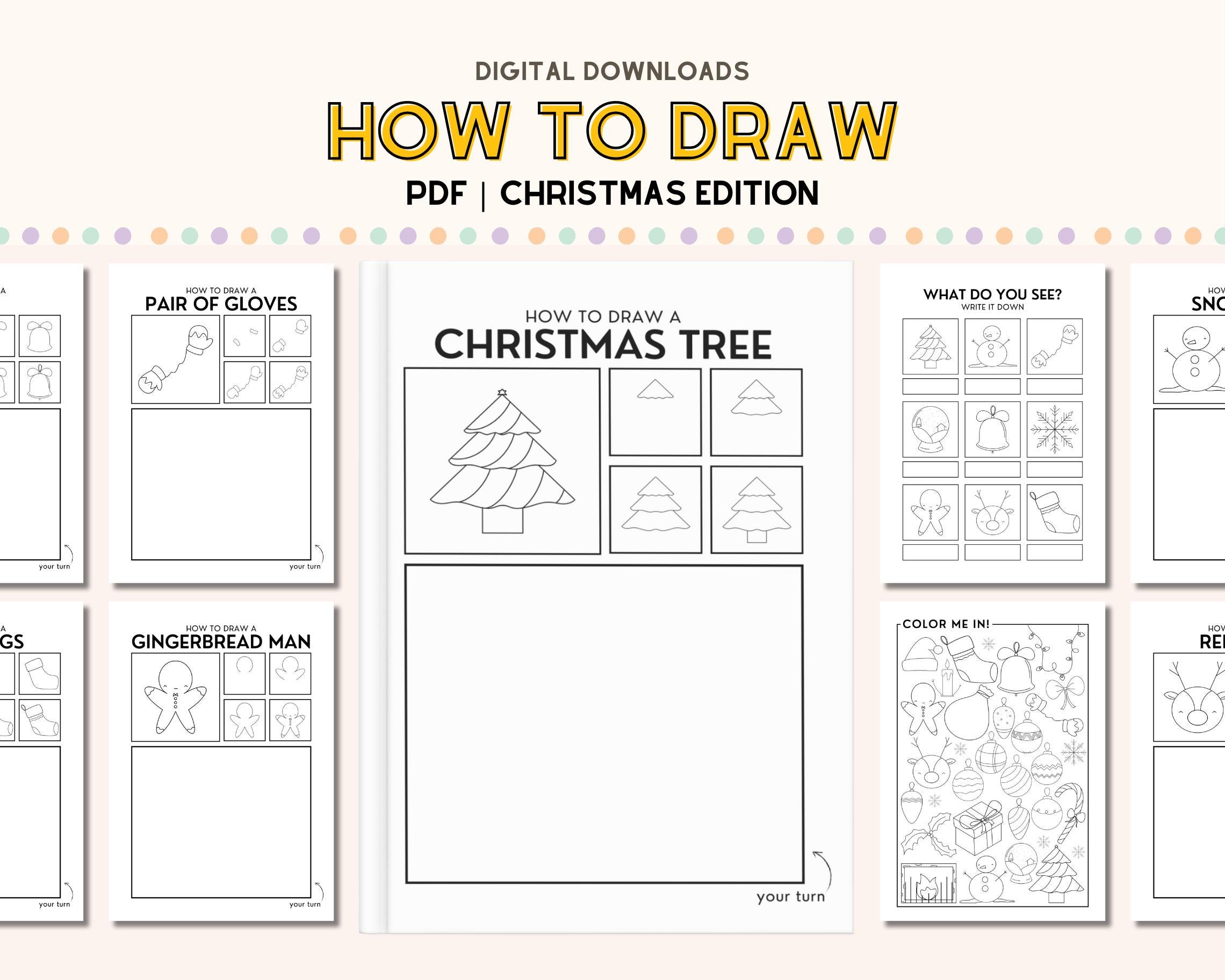 Learn to Draw Christmas Drawing Step by Step Kids How to Draw Doodle ...