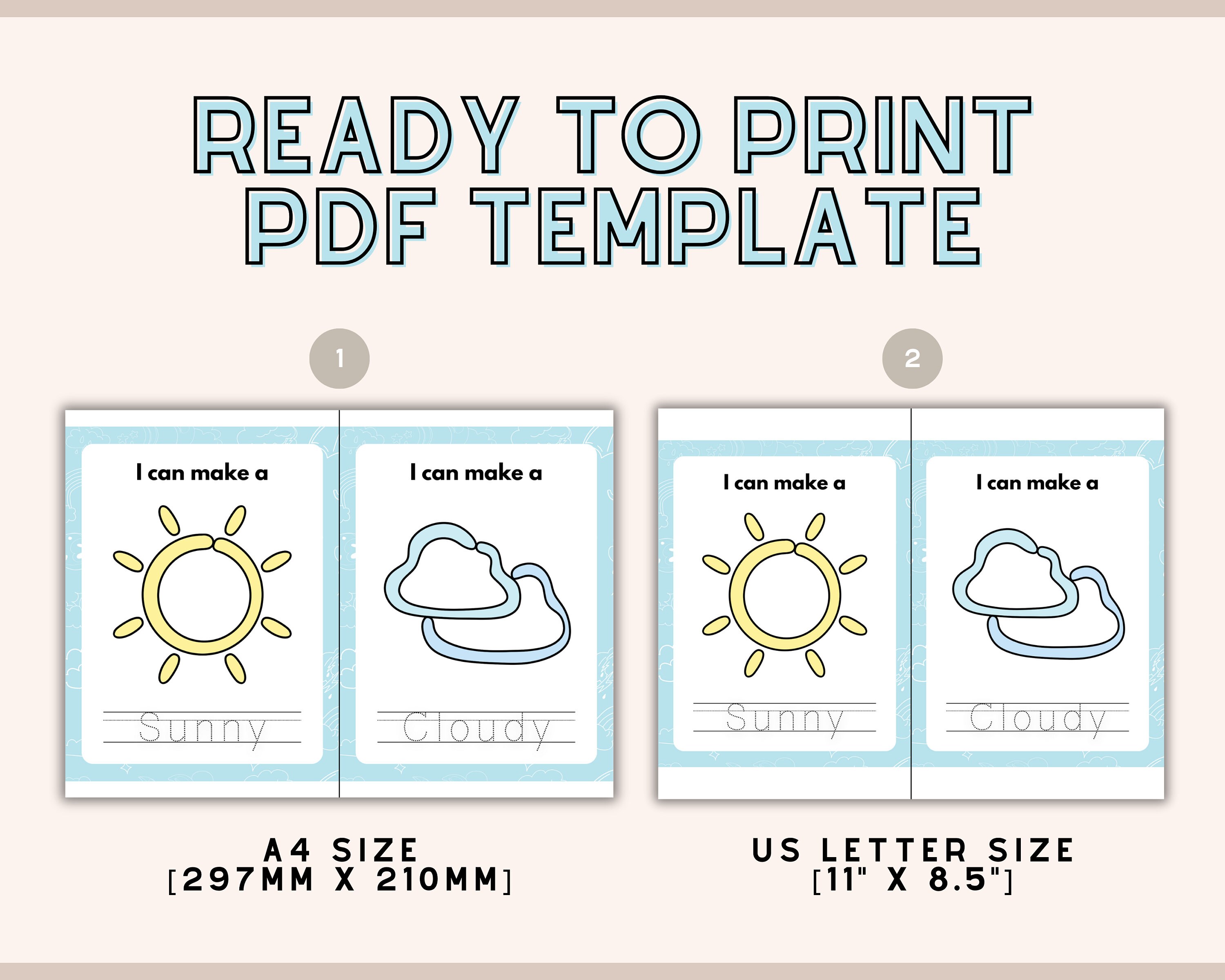 Weather Play Dough Mats Montessori Printable Toddler Activity Fine ...