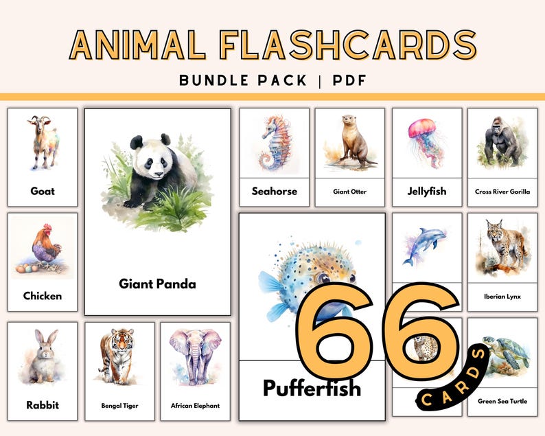 Animal Flashcards Montessori Animal Flash Card Kids Printables Animals ...