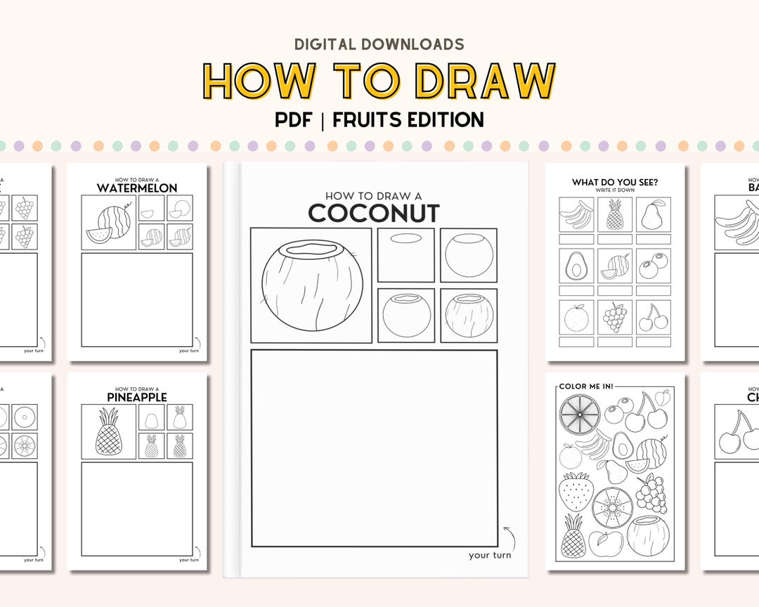 How to Draw Fruits Step by Step Drawing for Kids Drawing Book PDF Learn ...