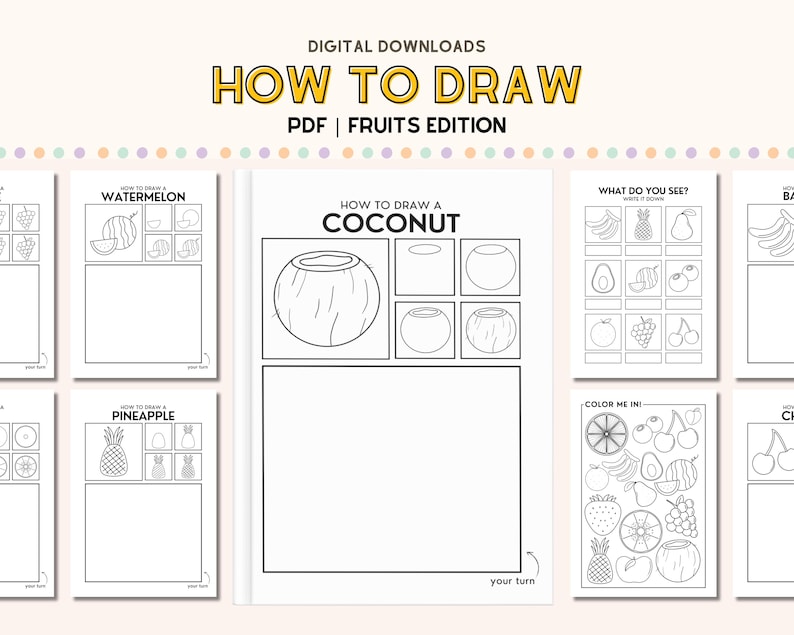 How to Draw Fruits Step by Step Drawing for Kids Drawing Book PDF Learn ...