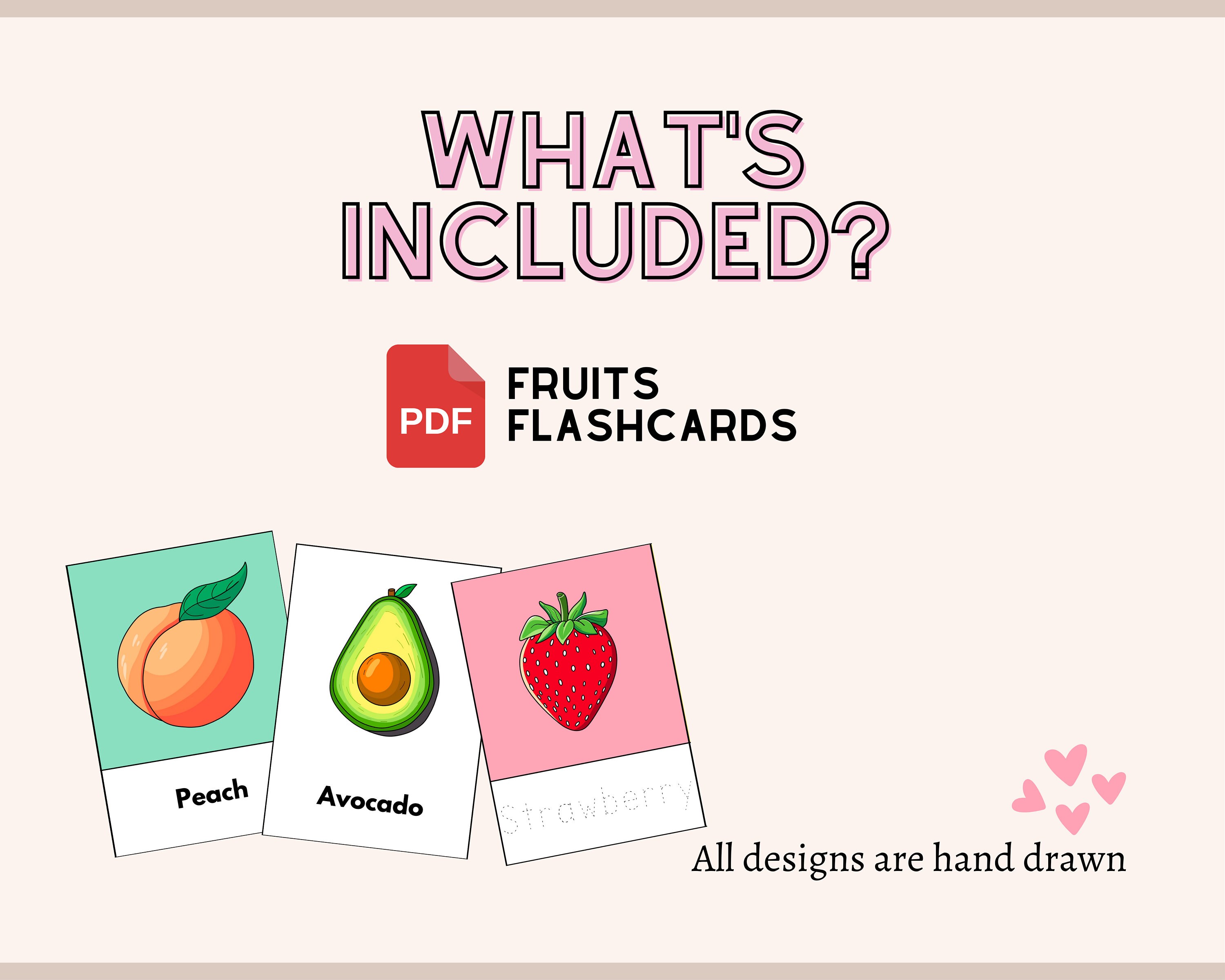 Fruits Flashcards for Kids Coloring Activity Handwriting Practice ...