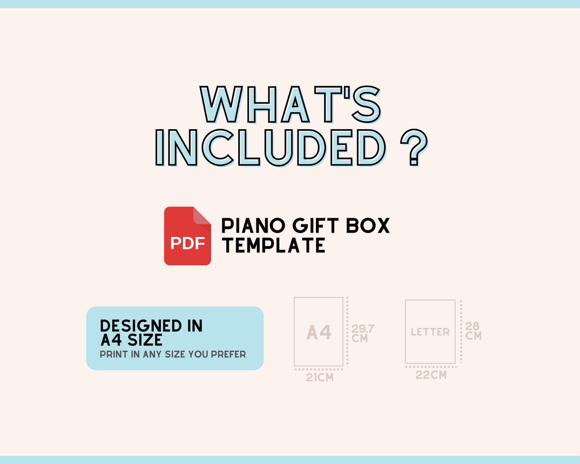 Piano Student Gift Music Teacher Gift Box Template for Kids Music Class ...