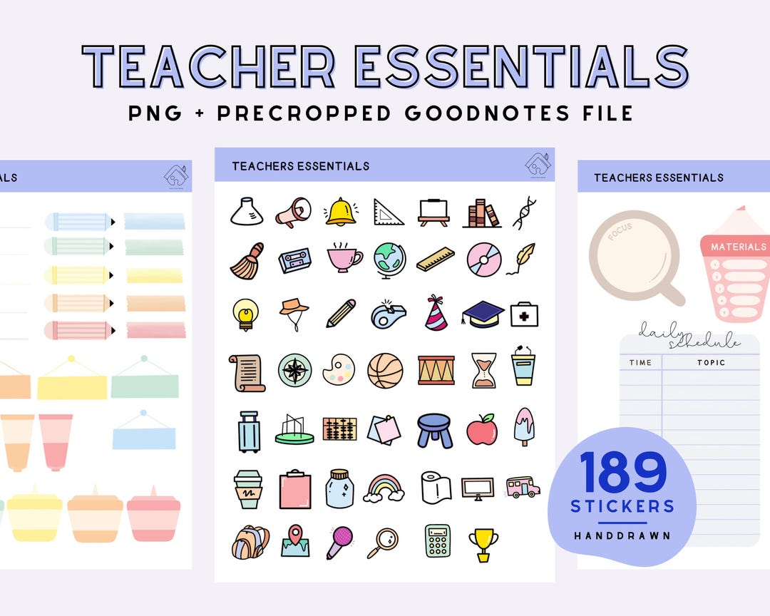 Teacher Planner Digital Stickers Goodnotes iPad Planner Precropped ...