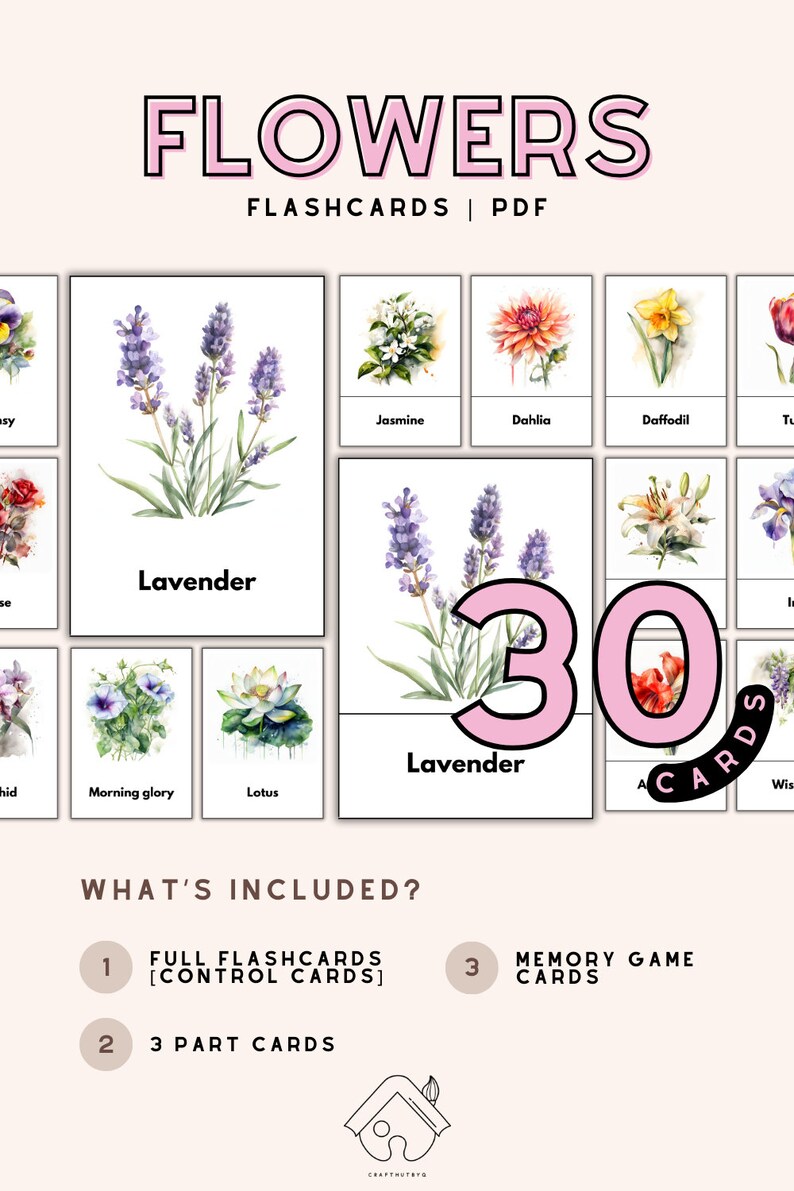 Flower Flashcard for Kids Learning Activity Types of Flower ...