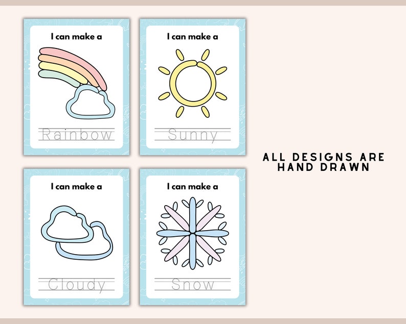 Weather Play Dough Mats Montessori Printable Toddler Activity Fine ...