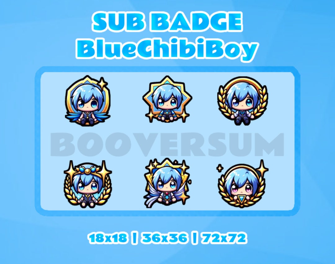 Blue Chibi Boy Sub Badge - Etsy