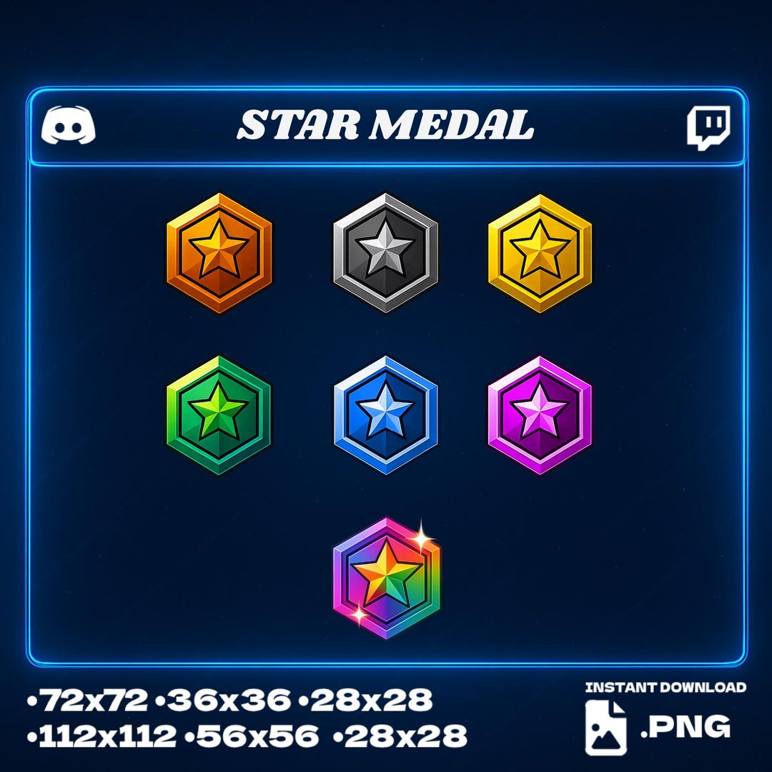 Star Medal – Discord Server Badge Set / Twitch Tier Pack - Etsy