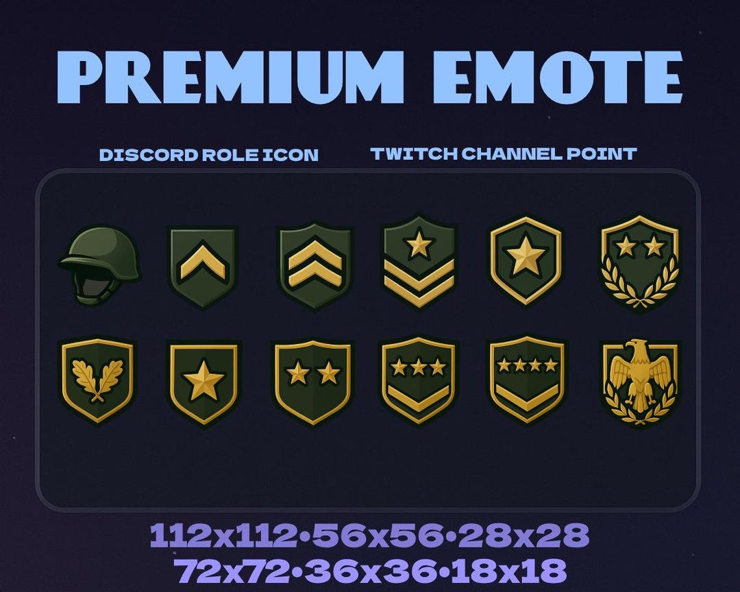12 Military Rank Role Icons – Discord Server Badge Set / Twitch Tier ...