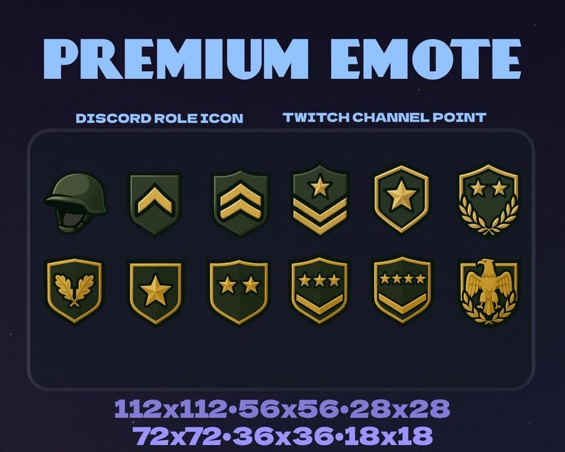 12 Military Rank Role Icons – Discord Server Badge Set / Twitch Tier ...