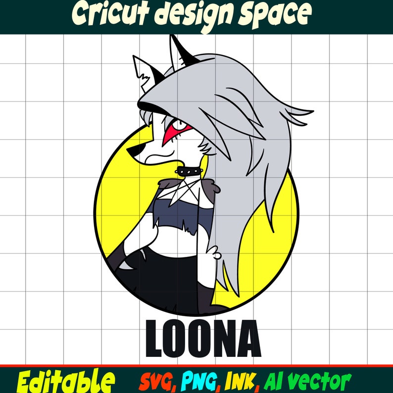 Editable Loona Hazbin Hotel SVG, Loona Head Sticker Svg,png, Loona ...