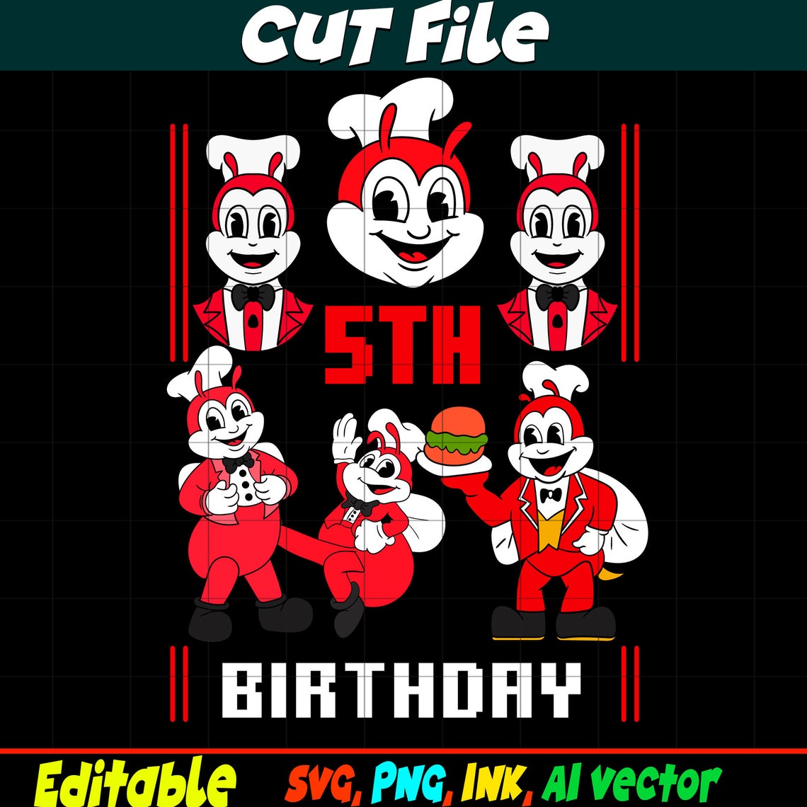 Happy Birthday PDF Jollibee SVG, Jollibee Sticker, Jollibee PNG ...